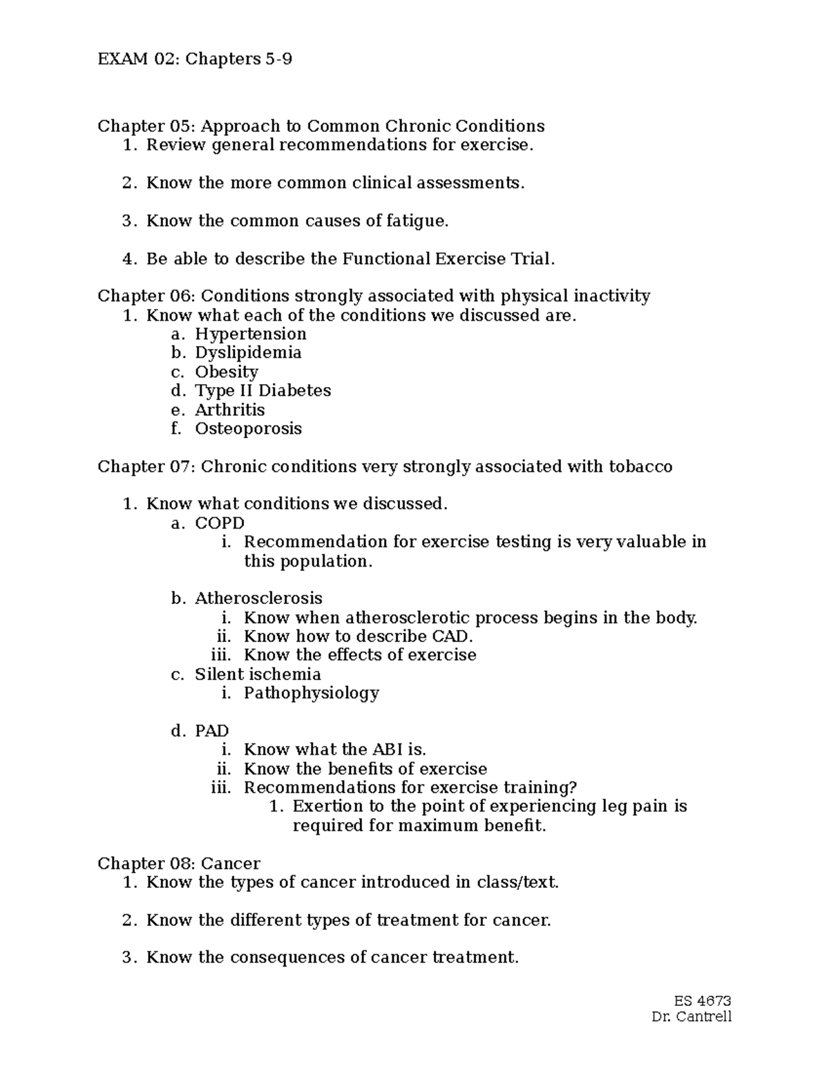 Exam 02 Study Guide - EXAM 02: Chapters 5- Chapter 05: Approach to ...