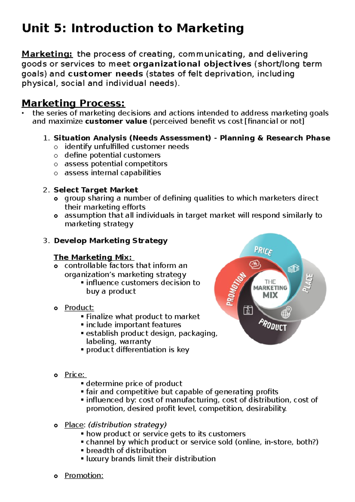 MOS1021B - Unit 5 - Intro to Marketing - Unit 5: Introduction to ...
