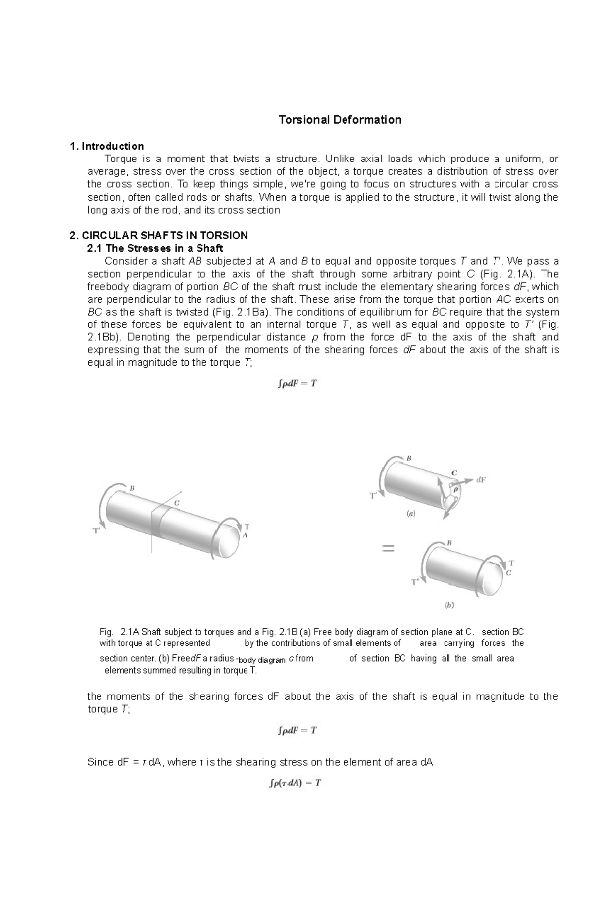 Torsional Deformation - Torsional Deformation Introduction Torque is a ...