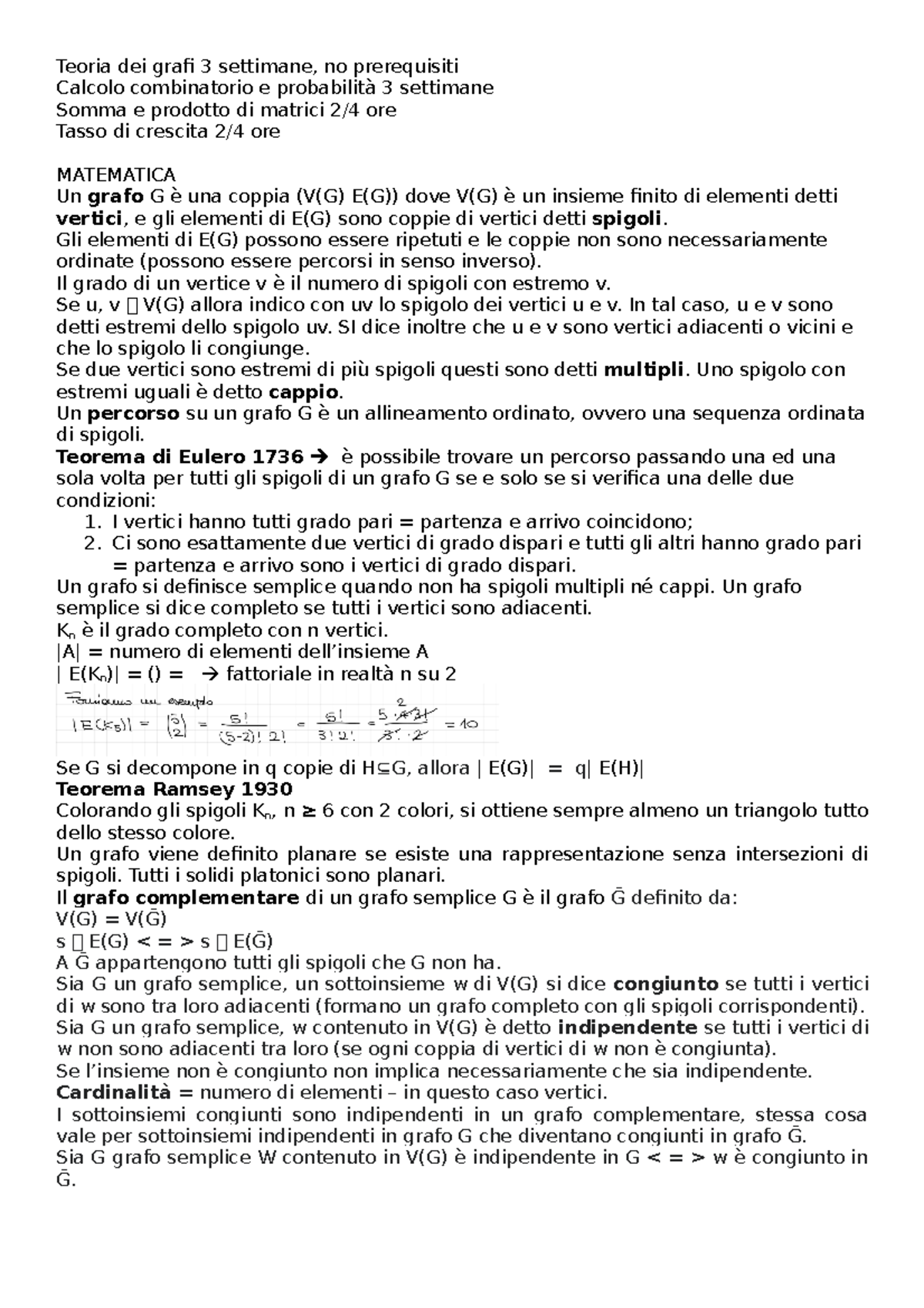 Matematica - Grafi - Teoria dei grafi 3 settimane, no prerequisiti ...