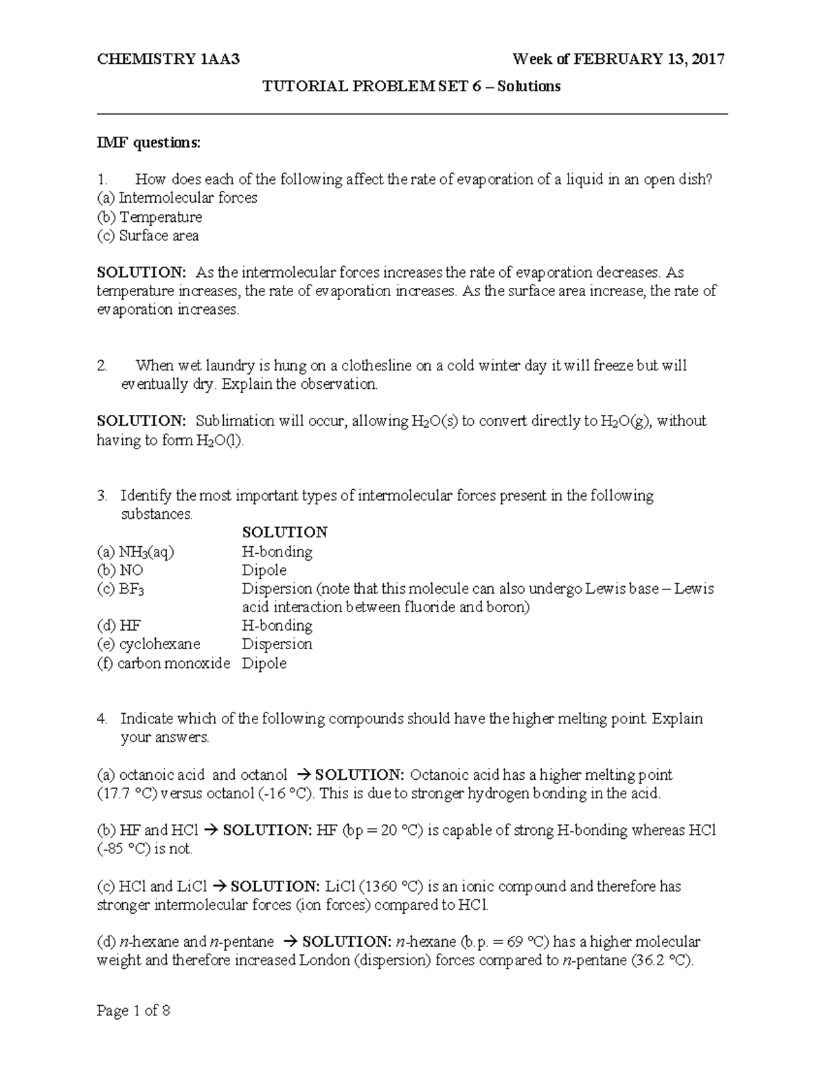 1aa3 2017 tut6 a - Notes - CHEMISTRY 1AA3 Week of FEBRUARY 13, 2017 ...