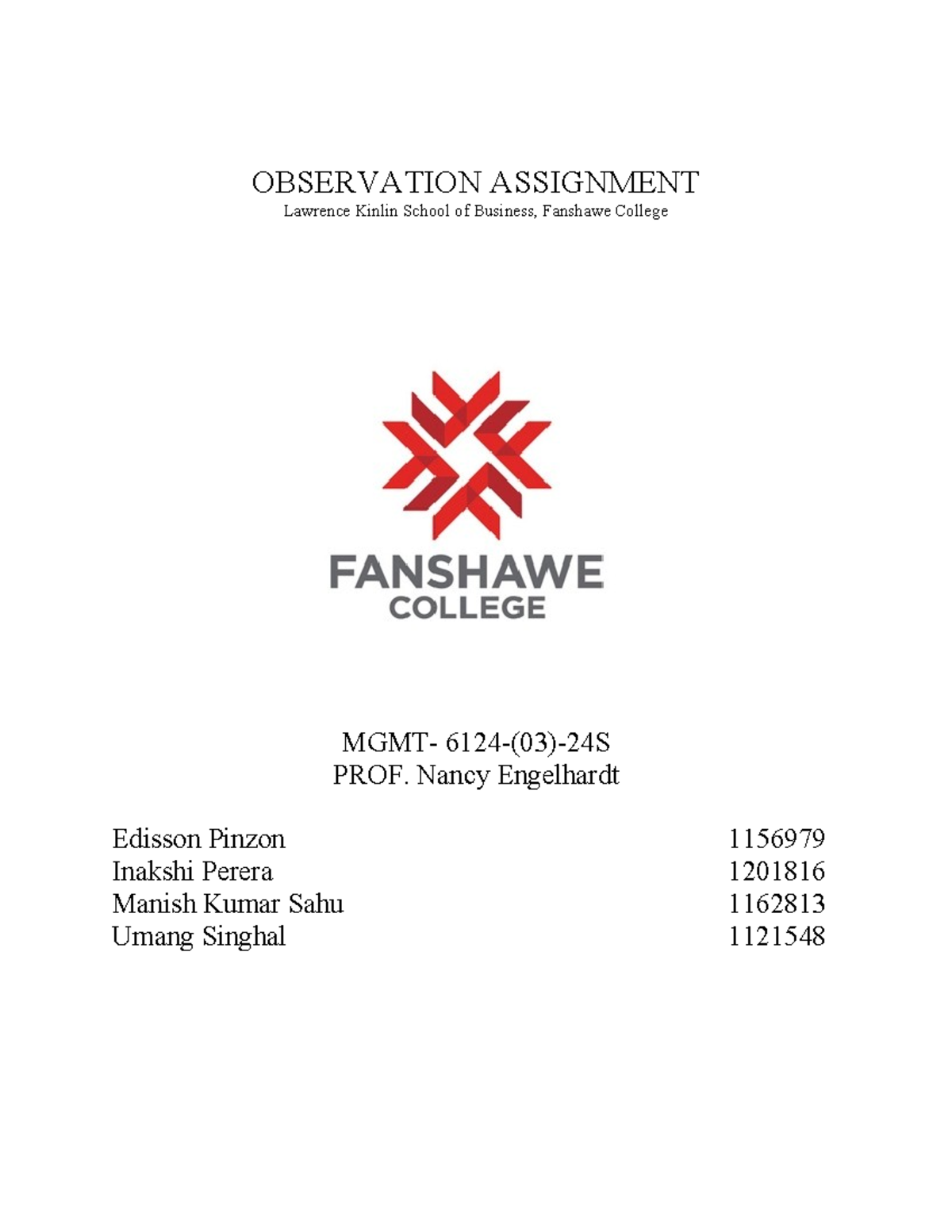 Observation Assignment - OBSERVATION ASSIGNMENT Lawrence Kinlin School ...