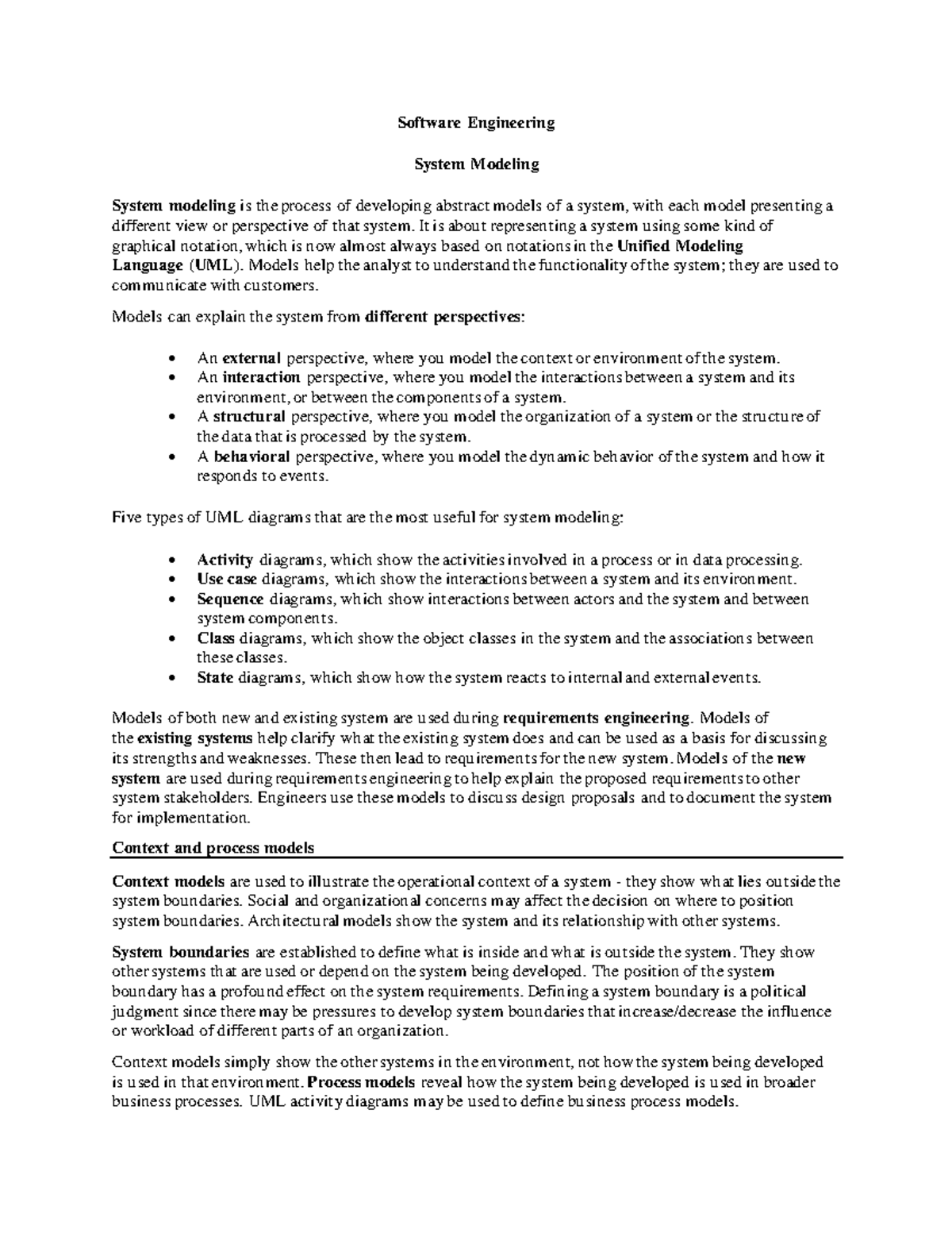 Module 3 System & Behaviour Modelling - Software Engineering System ...
