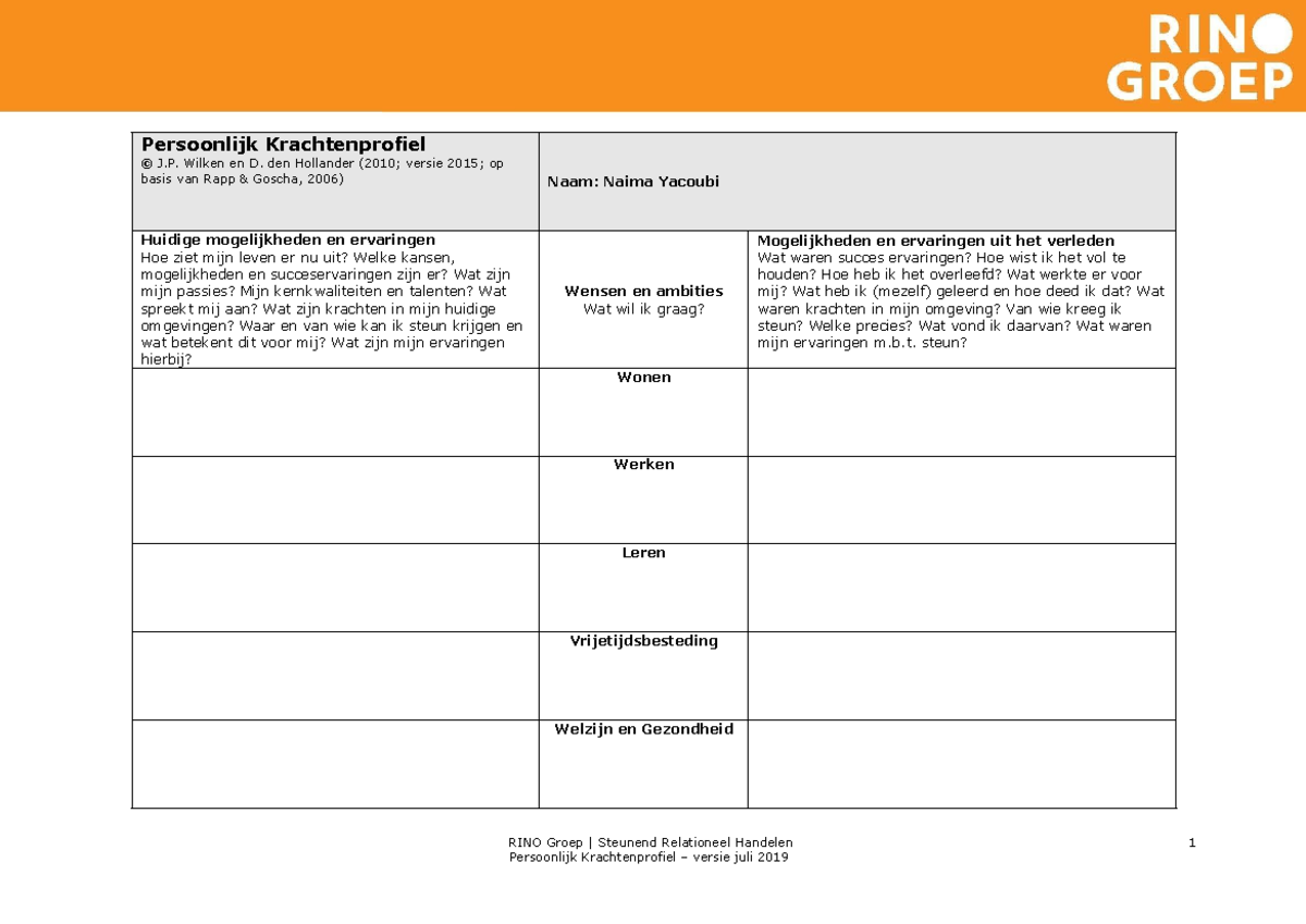 Persoonlijk Krachtenprofiel - Wilken en D. den Hollander (2010; versie ...