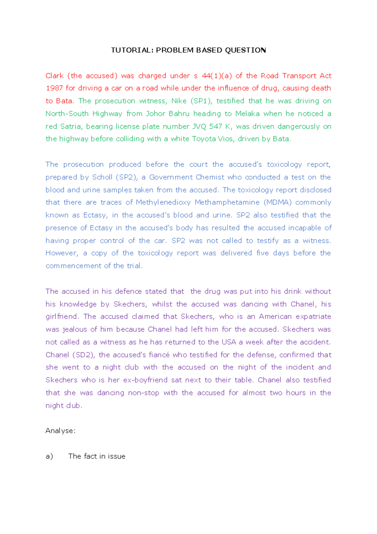 Sample answer Tutorial Problem Based Question - TUTORIAL: PROBLEM BASED ...