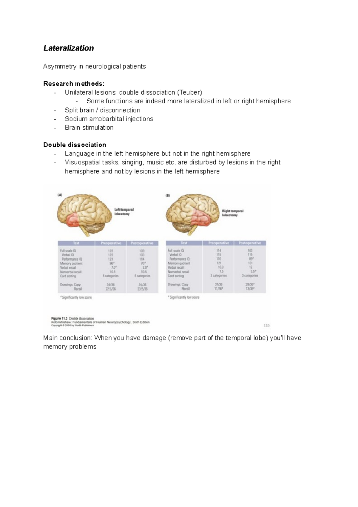 Lecture 6 - College-aantekeningen 6 Neuropsychologie VU aantekeningen ...