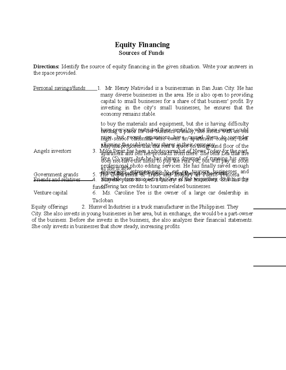 Equity Financing - Equity Financing Sources of Funds Directions ...