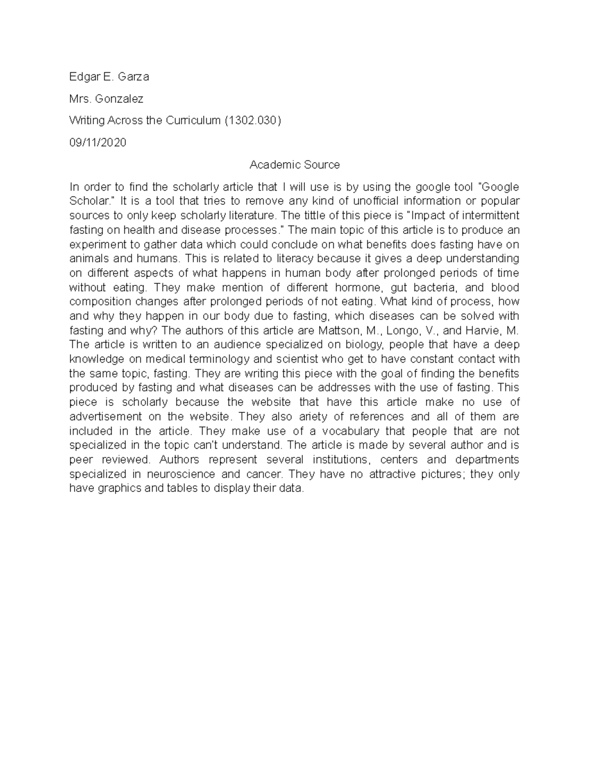 Olool - Grade: A+ - Edgar E. Garza Mrs. Gonzalez Writing Across the ...