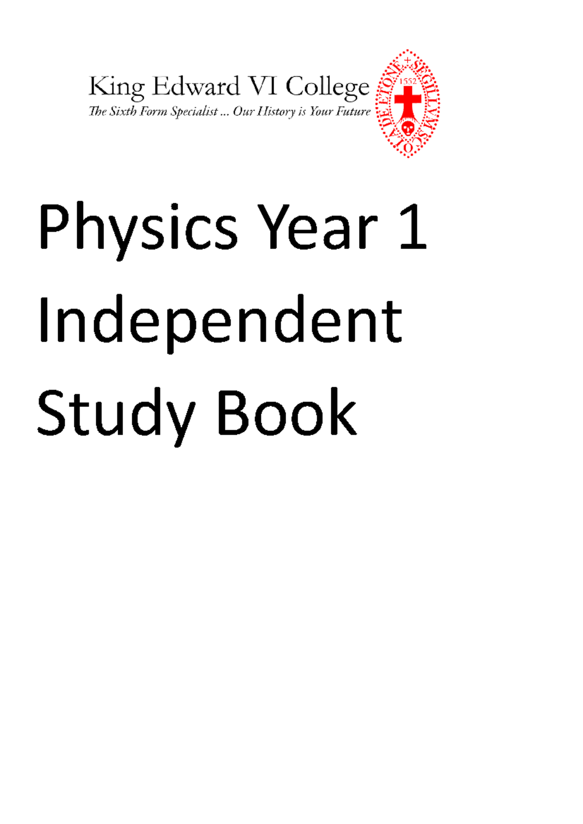Physics Year 1 Independent Study Book - Physics Year 1 Independent ...