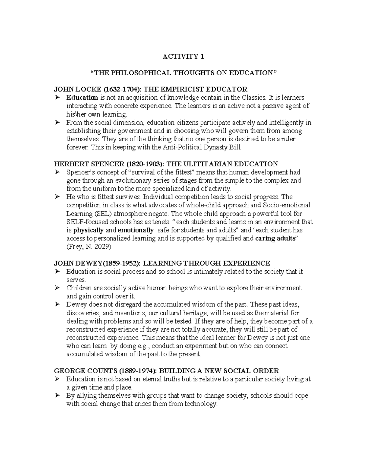 6 Philosophical Thoughts - ACTIVITY 1 “THE PHILOSOPHICAL THOUGHTS ON ...