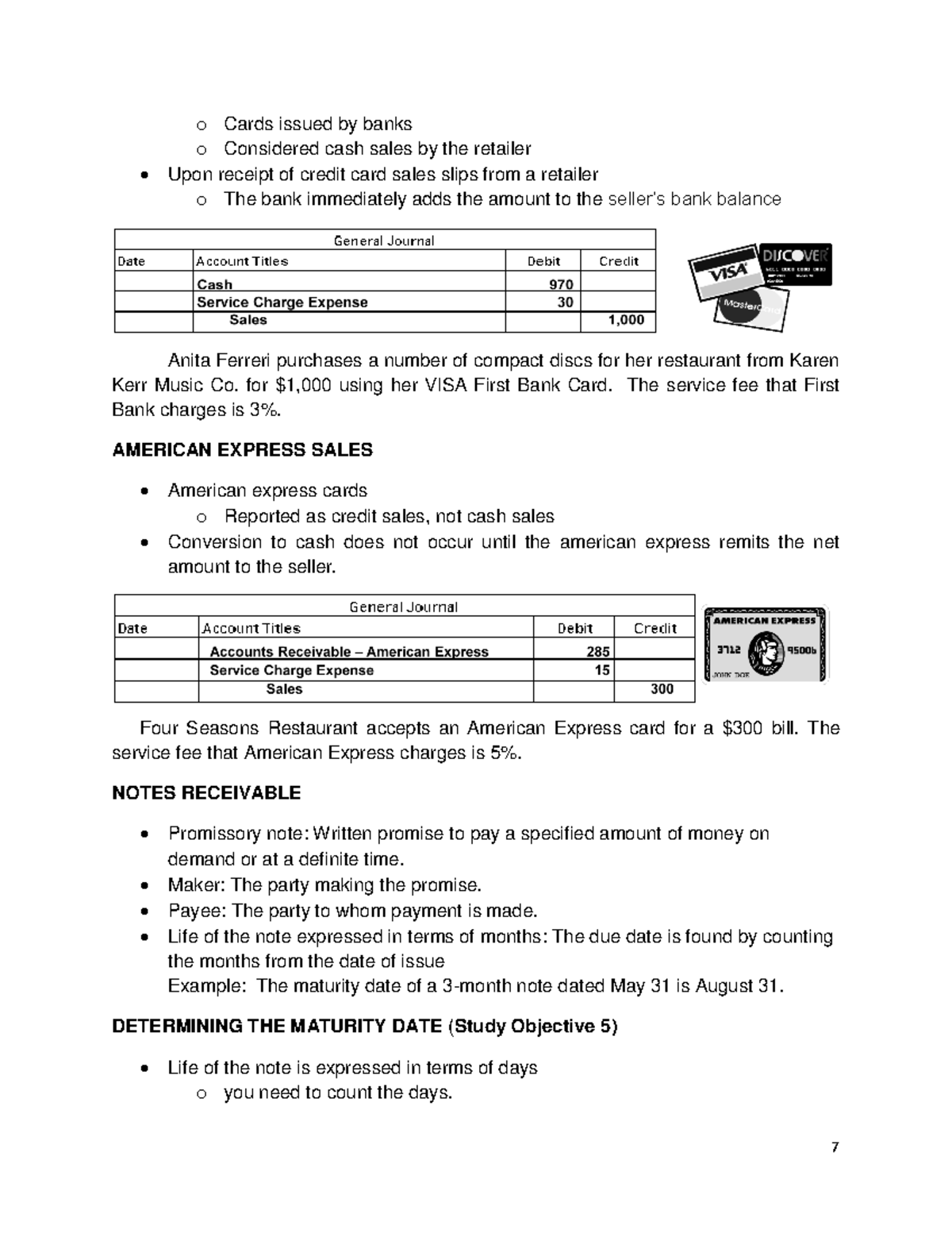 Introduction to Accounting for Receivables - o Cards issued by banks o ...