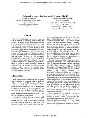 Criminal investigation and crime control - The first provides a brief ...