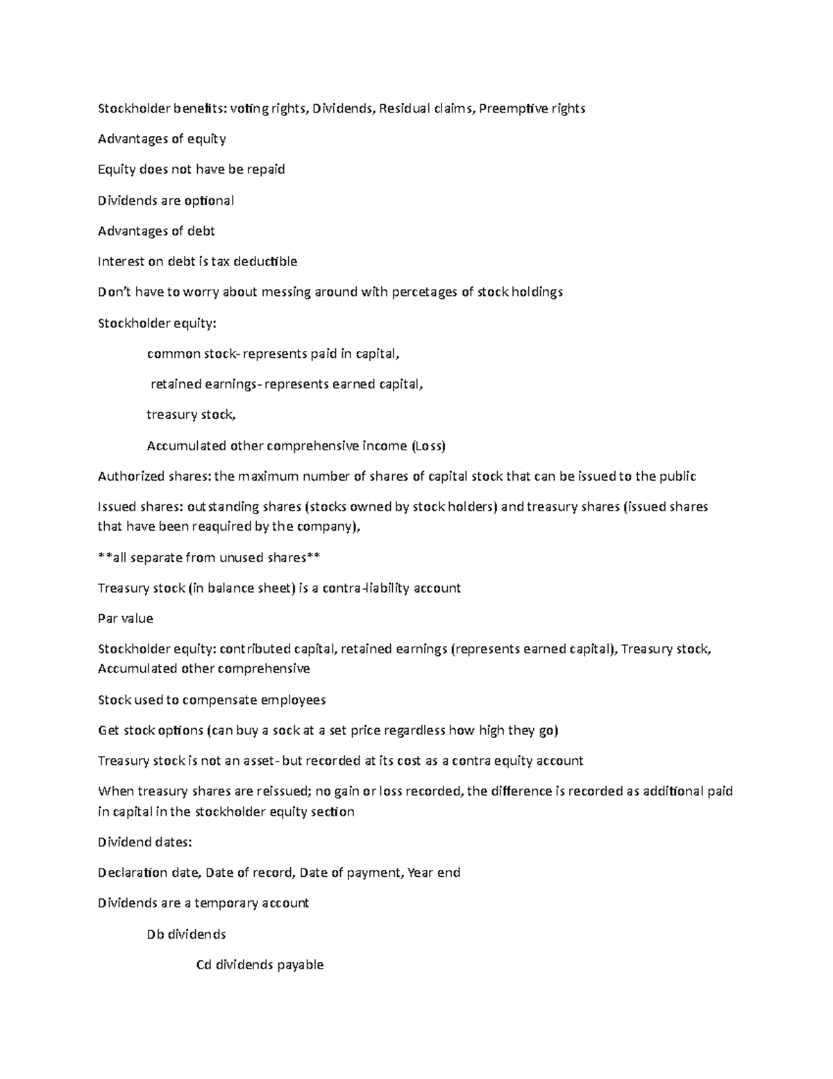 Chapter 11 Accounting - Stockholder benefits: voting rights, Dividends ...