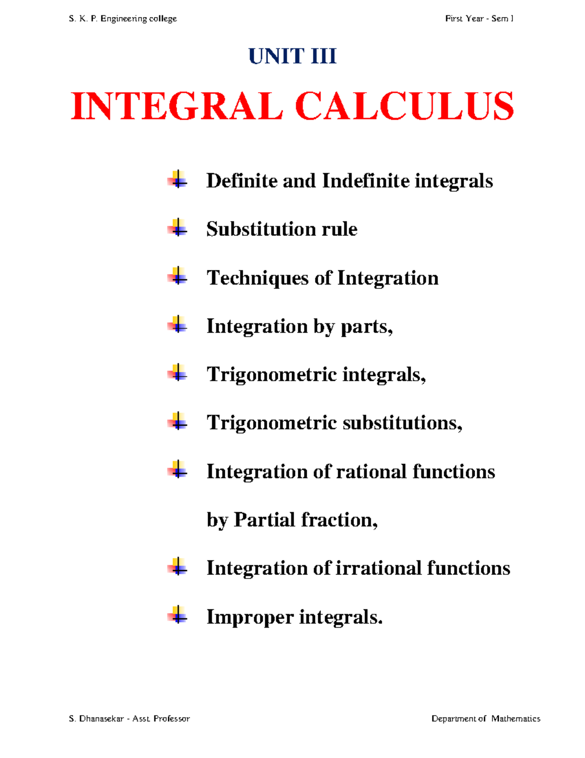 UNIT 3 Integral Calculus PPT - Academic year 2020 TO 2021 - UNIT III ...