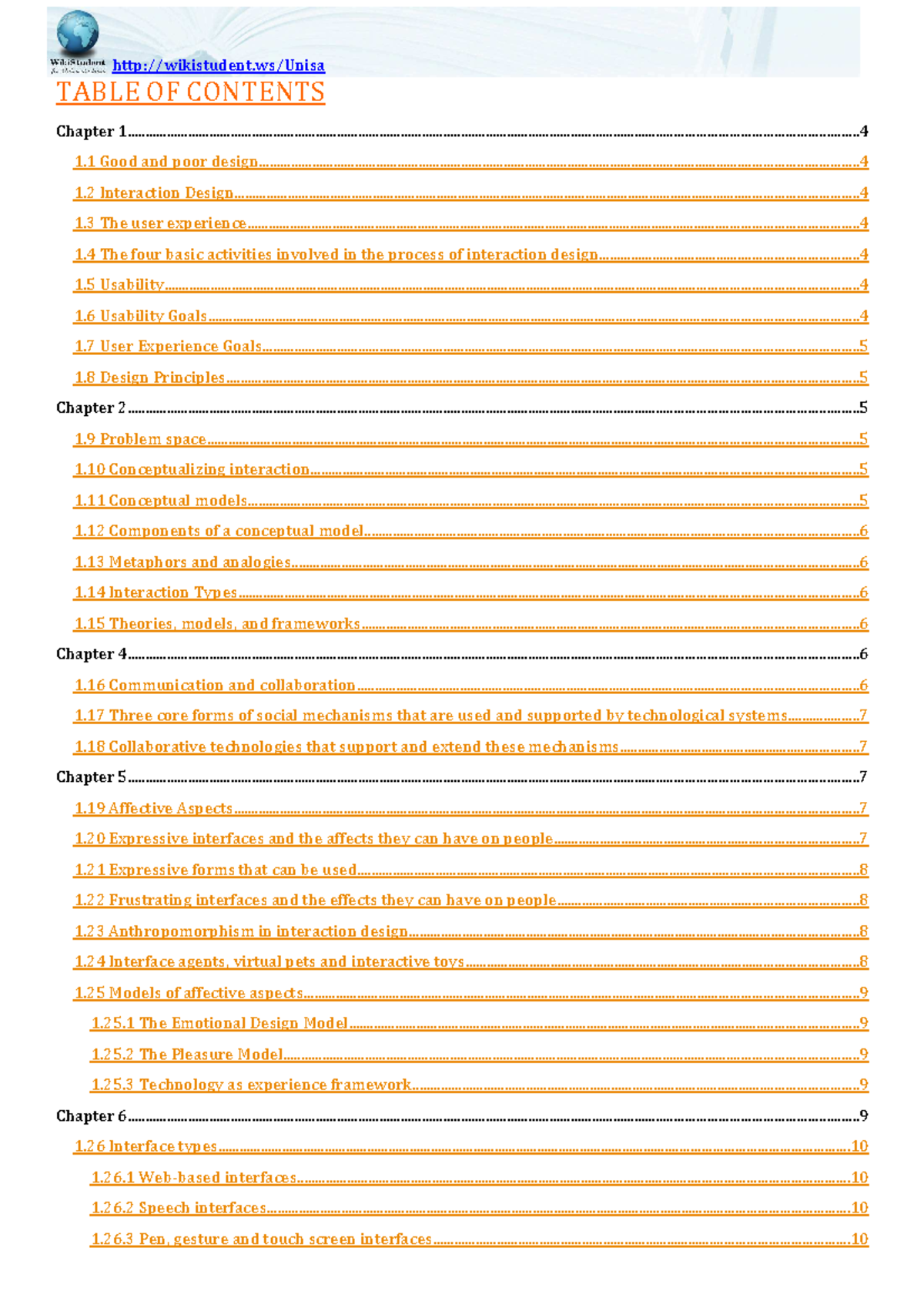 Study Notes - TABLE OF CONTENTS Chapter - Studocu