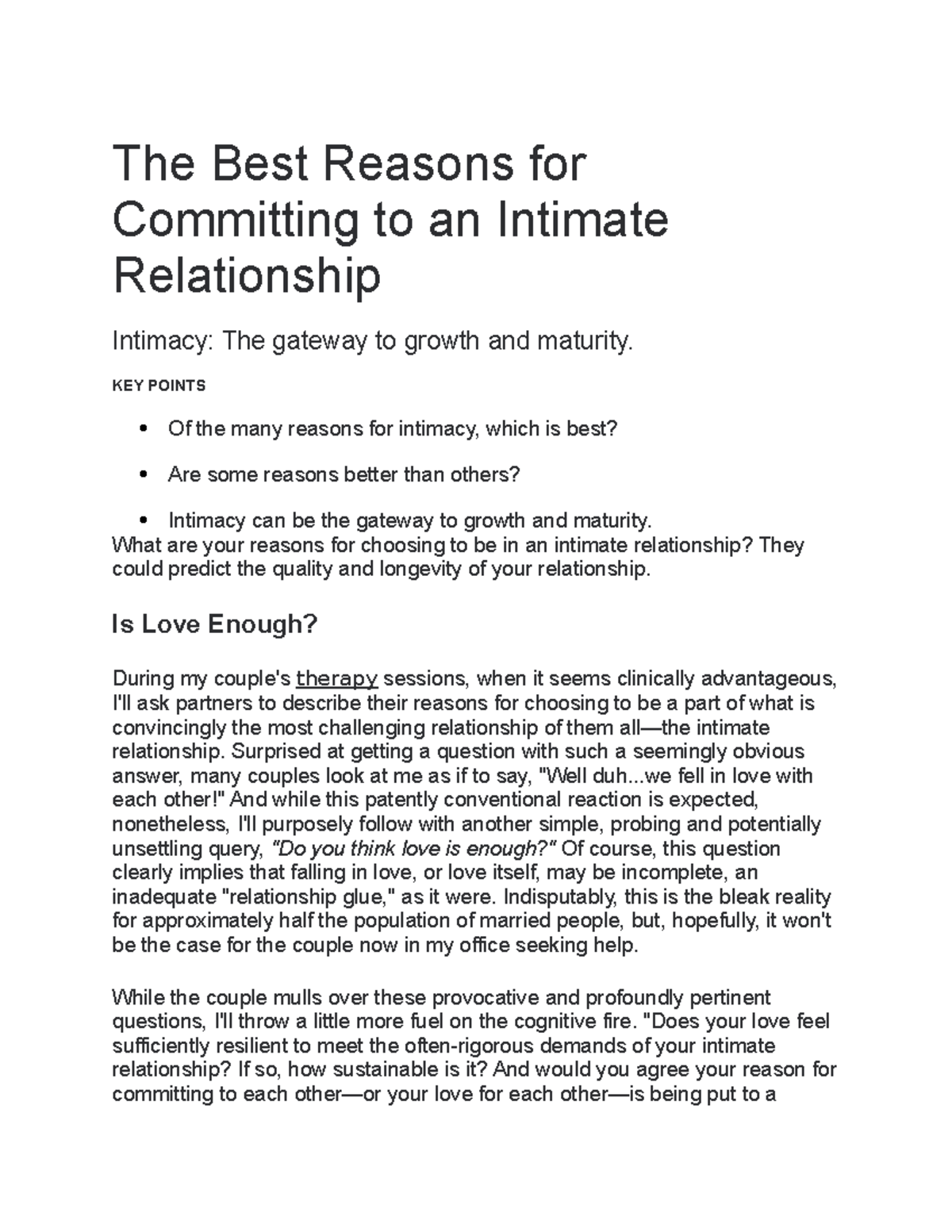 The Best Reasons for Committing to an Intimate Relationship - The Best ...