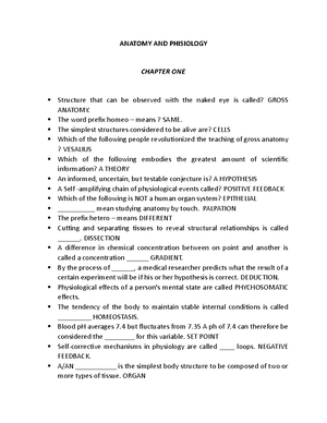 Exam 1 for anatomy and physiology for M.A. - 1 BSC 2085 Study Guide ...