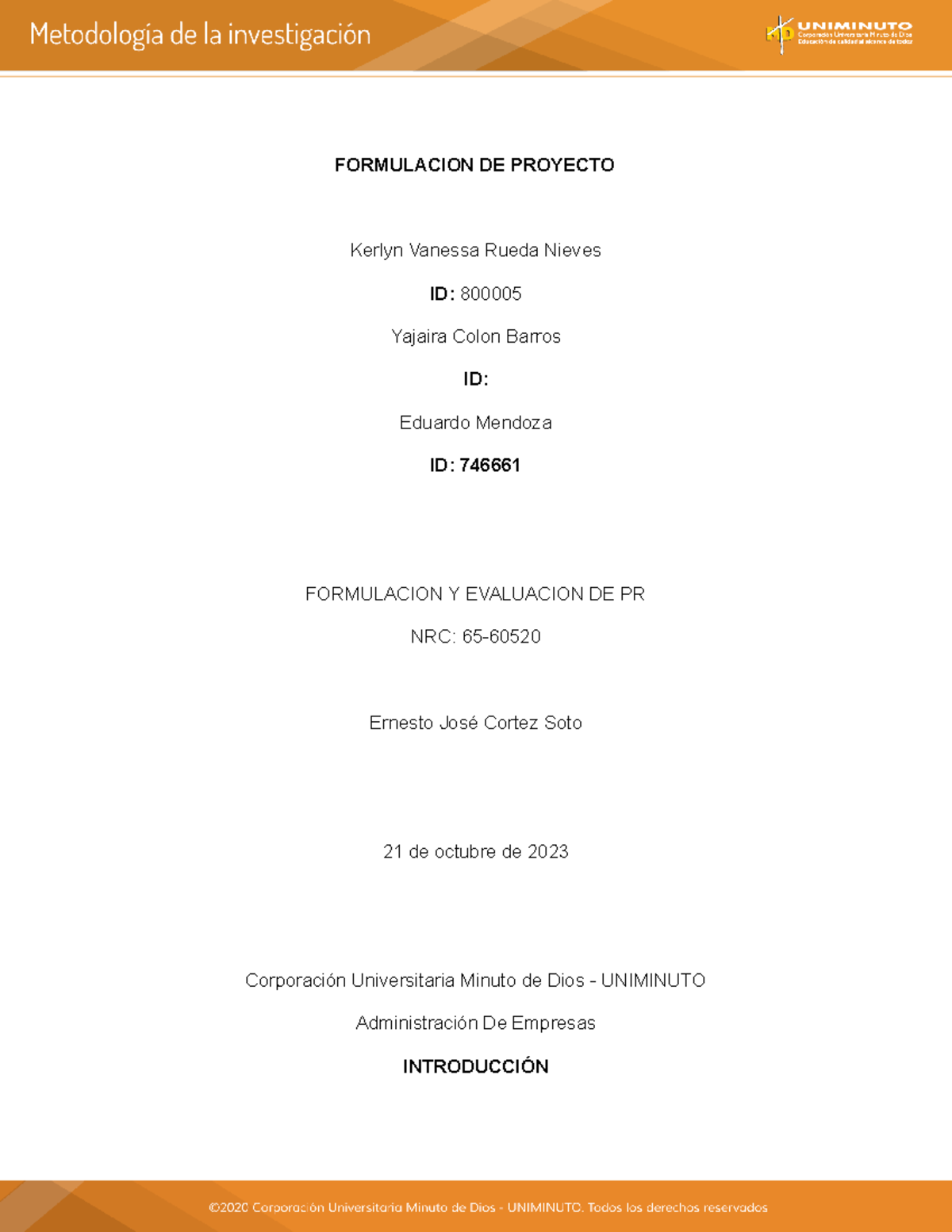 Investigacion Comercio Informal - FORMULACION DE PROYECTO Kerlyn ...