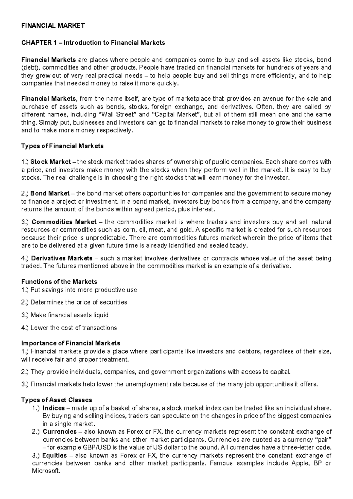 Financial Market - Chapter 1 - FINANCIAL MARKET CHAPTER 1 ...