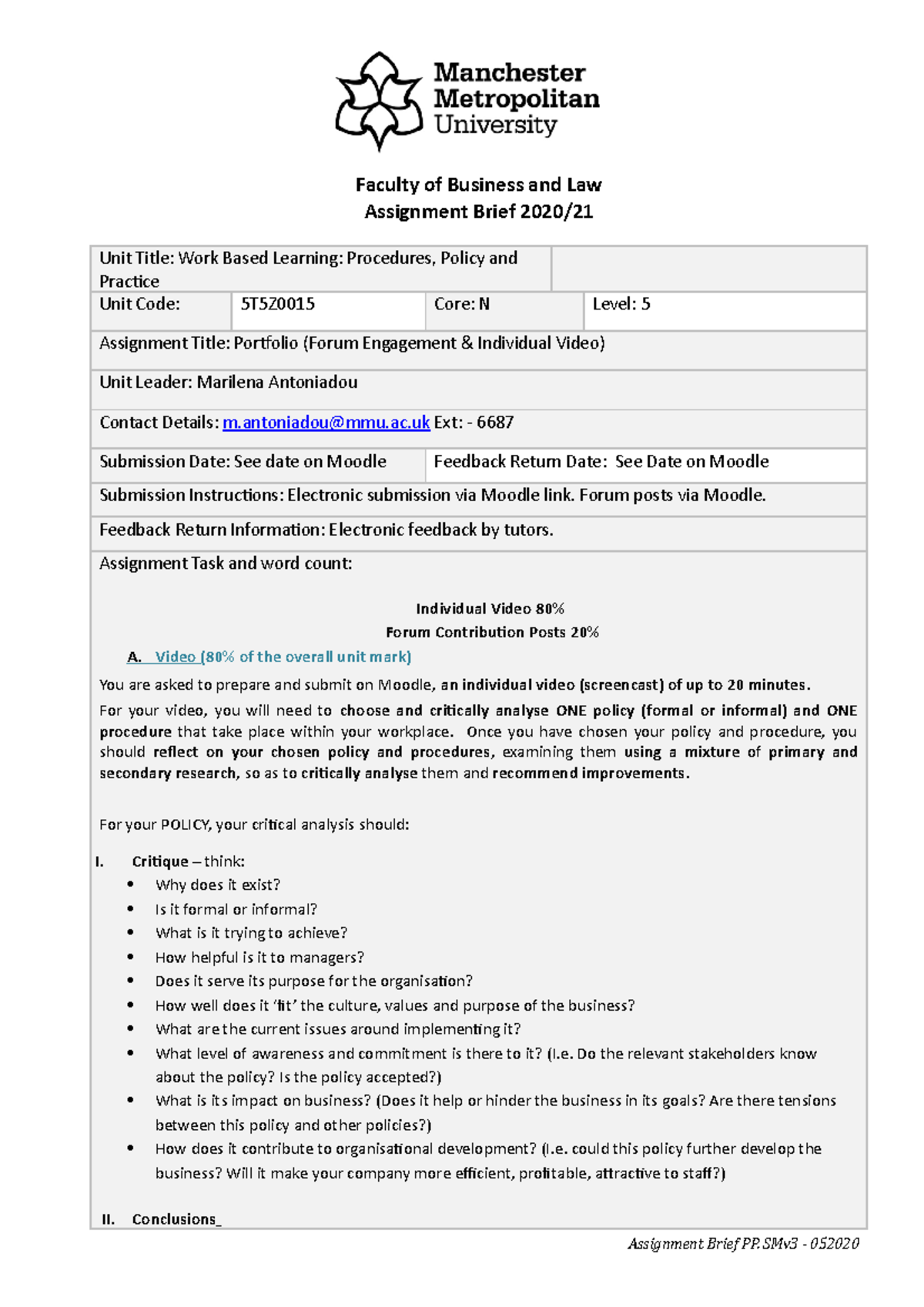 WBL-5 (CW1) 5T5Z0015 - Assignment Form 2020-21 (sit and resit ...