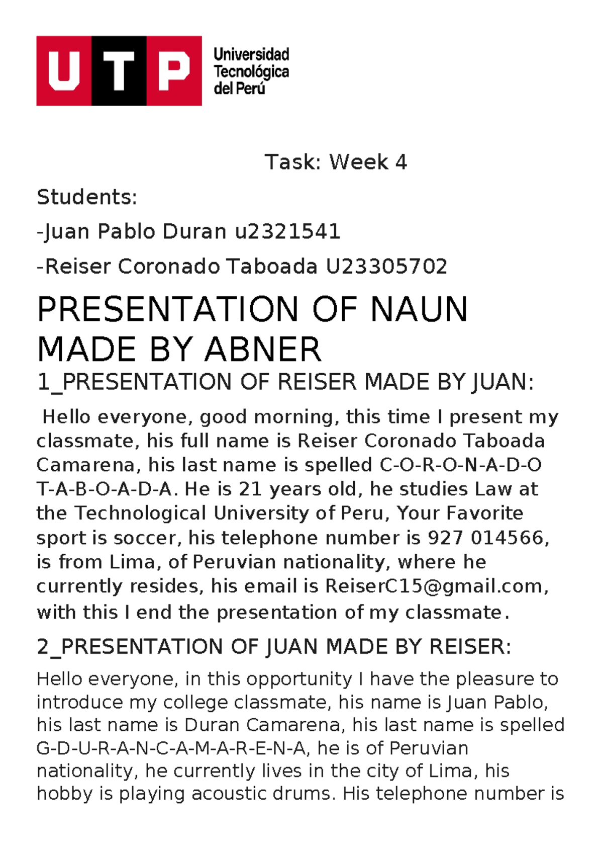 Task semana 4 (1) - xczhxcjnzncnzjcndj - Task: Week 4 Students: -Juan ...