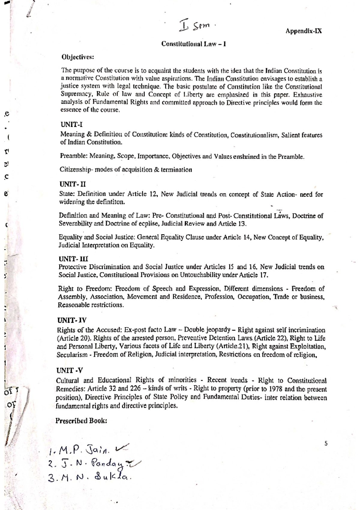 LLB 1st semester syllabus - Llb 3 years - Studocu