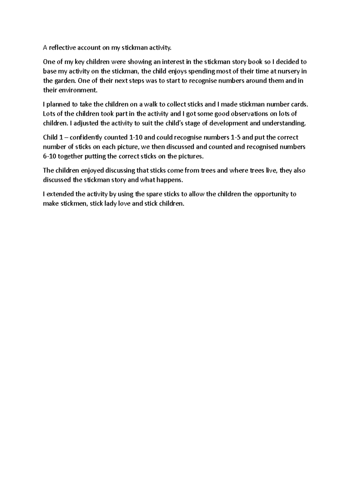 A reflective account on my stickman activity - One of my key children ...