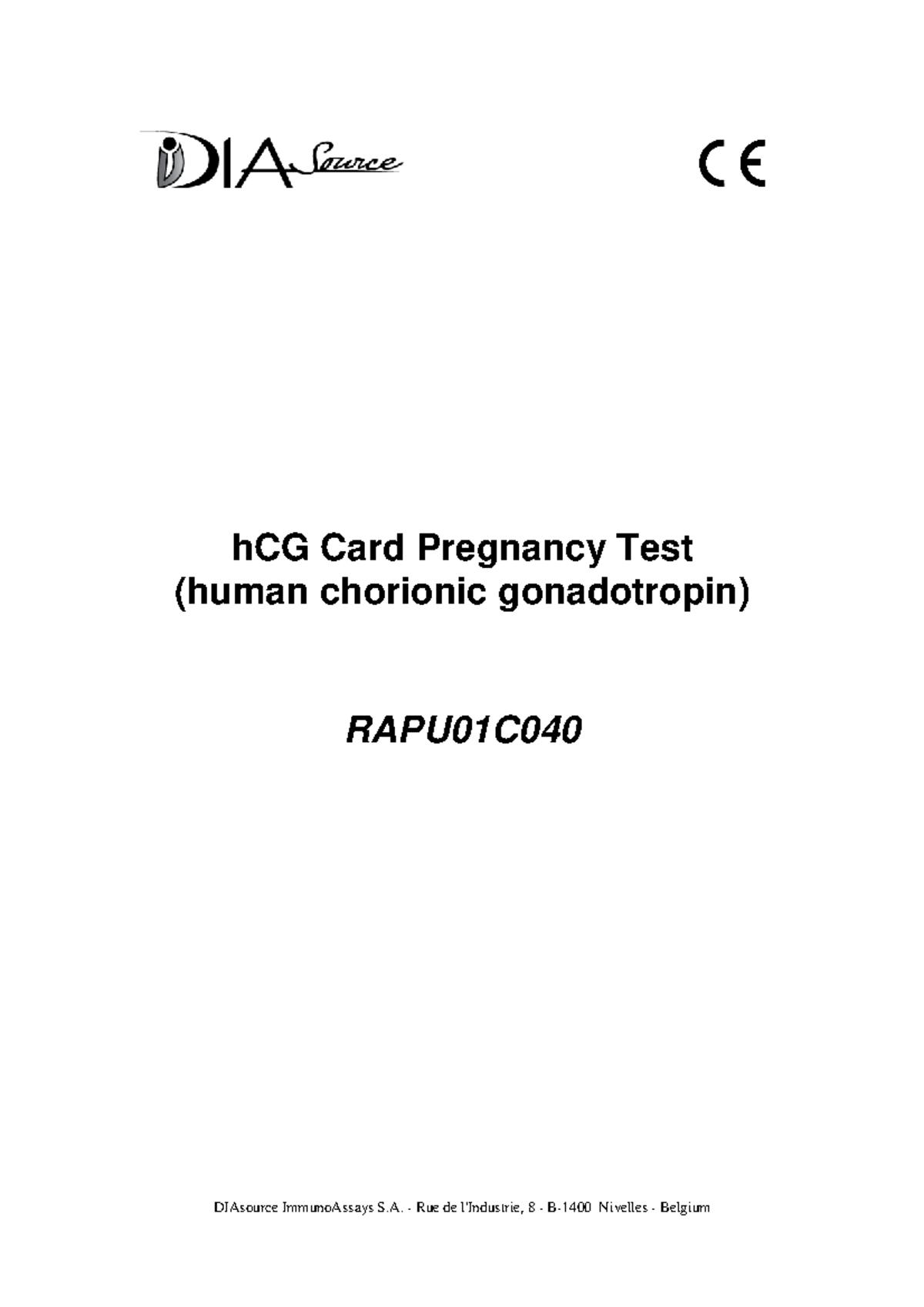 UPT - Urine pregnancy test or beta hcg test - DIAsource ImmunoAssays S ...