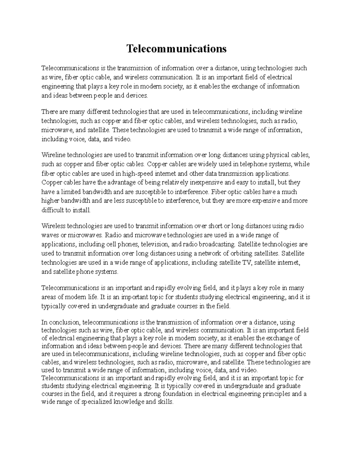 Telecommunications - Telecommunications Telecommunications is the ...