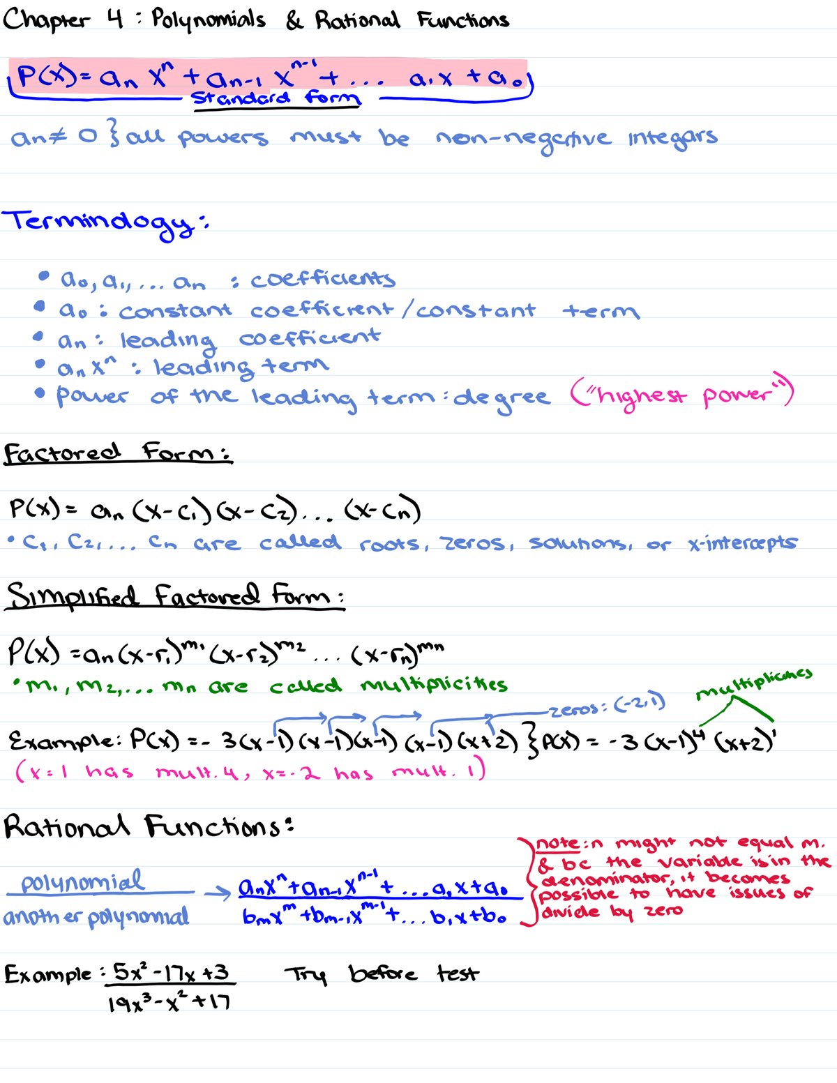 Chapter 4 - Polynomial and Rational Functions - 21:640:114 - Studocu