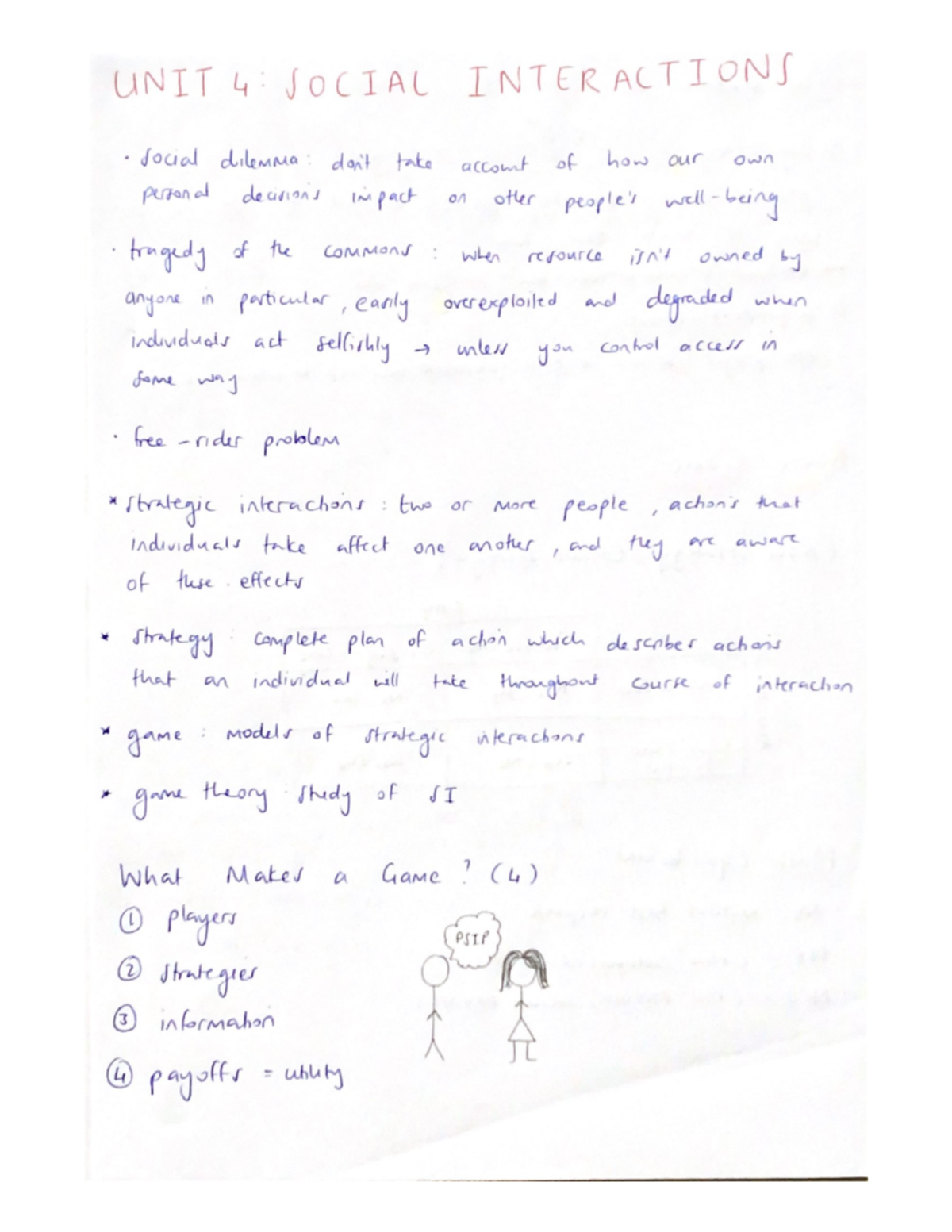 Unit 4 - Notes on social interactions - ECO1011S - : - Studocu