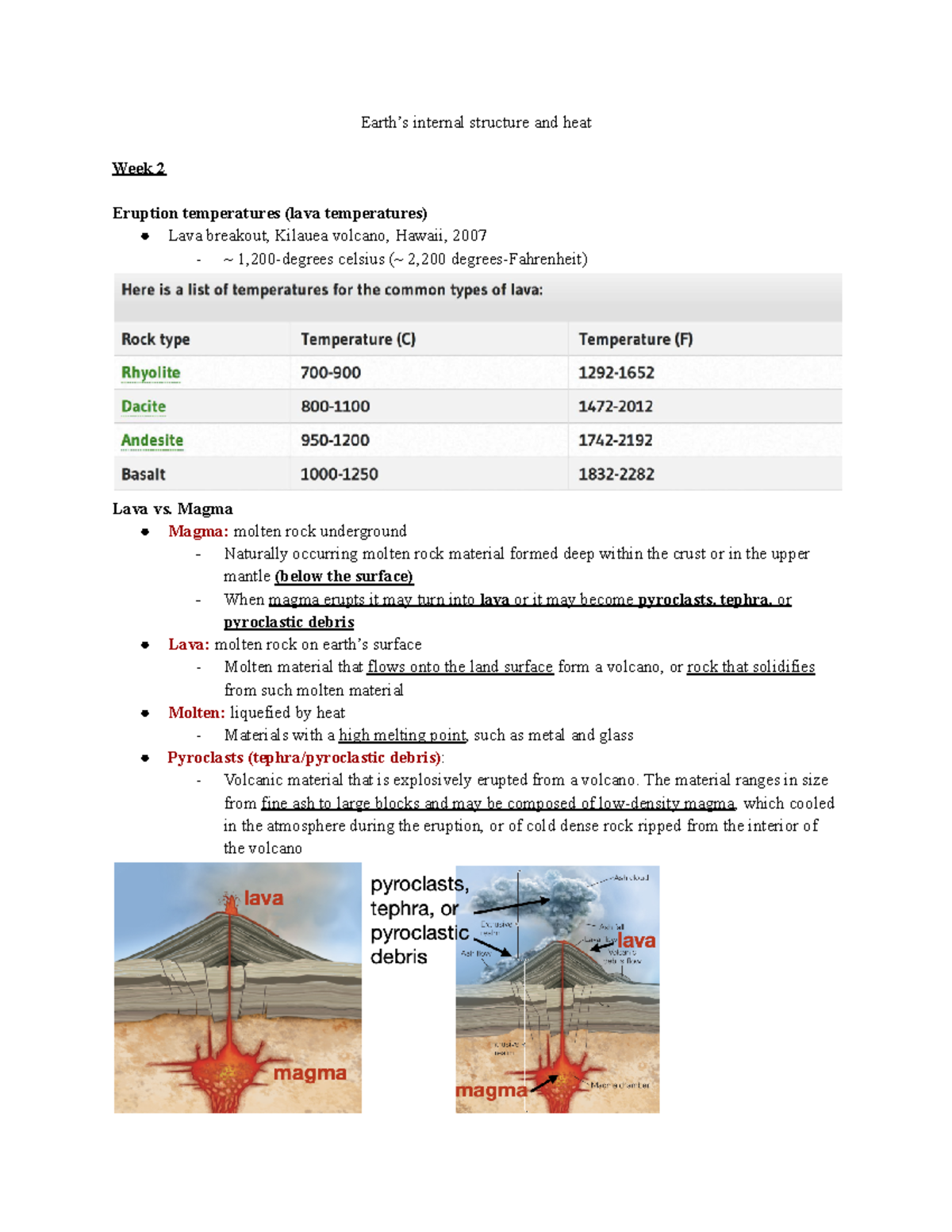 Earth 11 notes week 2 - Earth’s internal structure and heat Week 2 ...