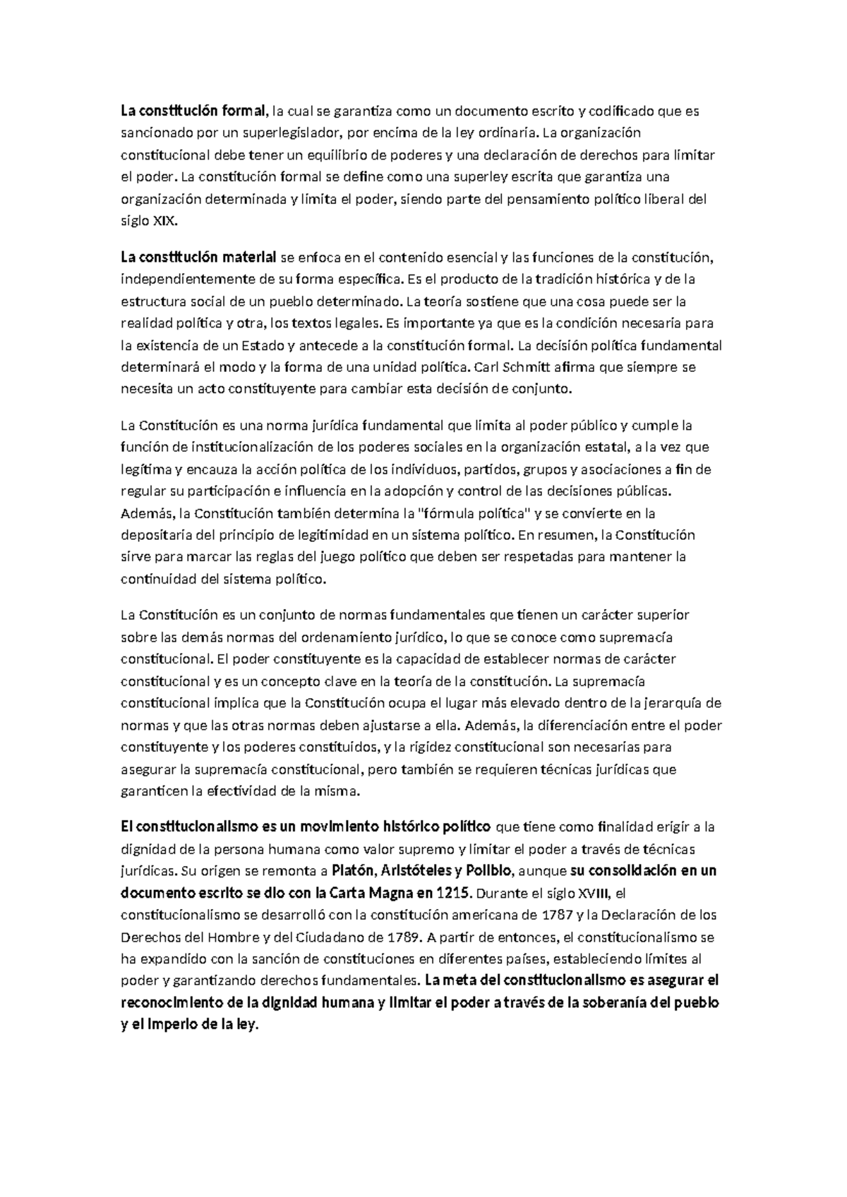 Apuntes modulo 3 - La constitución formal, la cual se garantiza como un ...