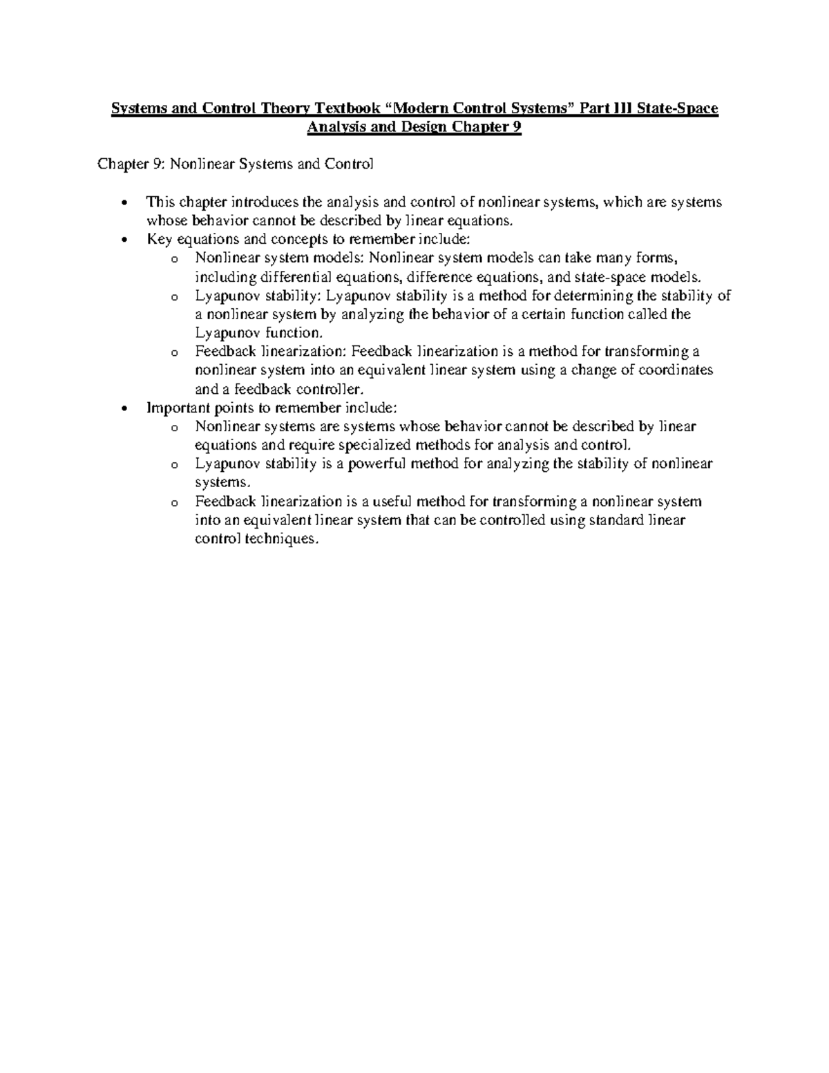 Systems and Control Theory Textbook “Modern Control Systems” Part III State-Space Analysis and ...