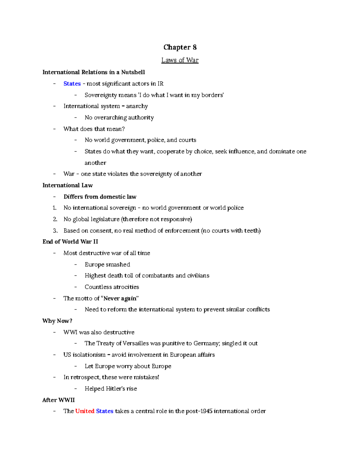 Chapter 8 - Laws of War (LAW) - Chapter 8 Laws of War International ...