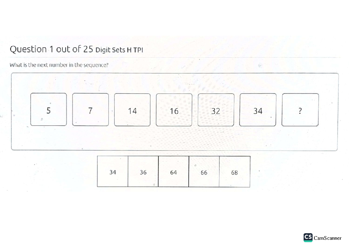 Number series attempt 1 - Question 1 out of 25 Digit Sets H TPI What is ...