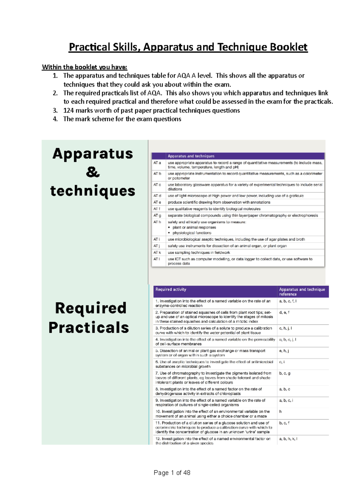 Practical Techniques Booklet qm1hek - Practical Skills, Apparatus and ...
