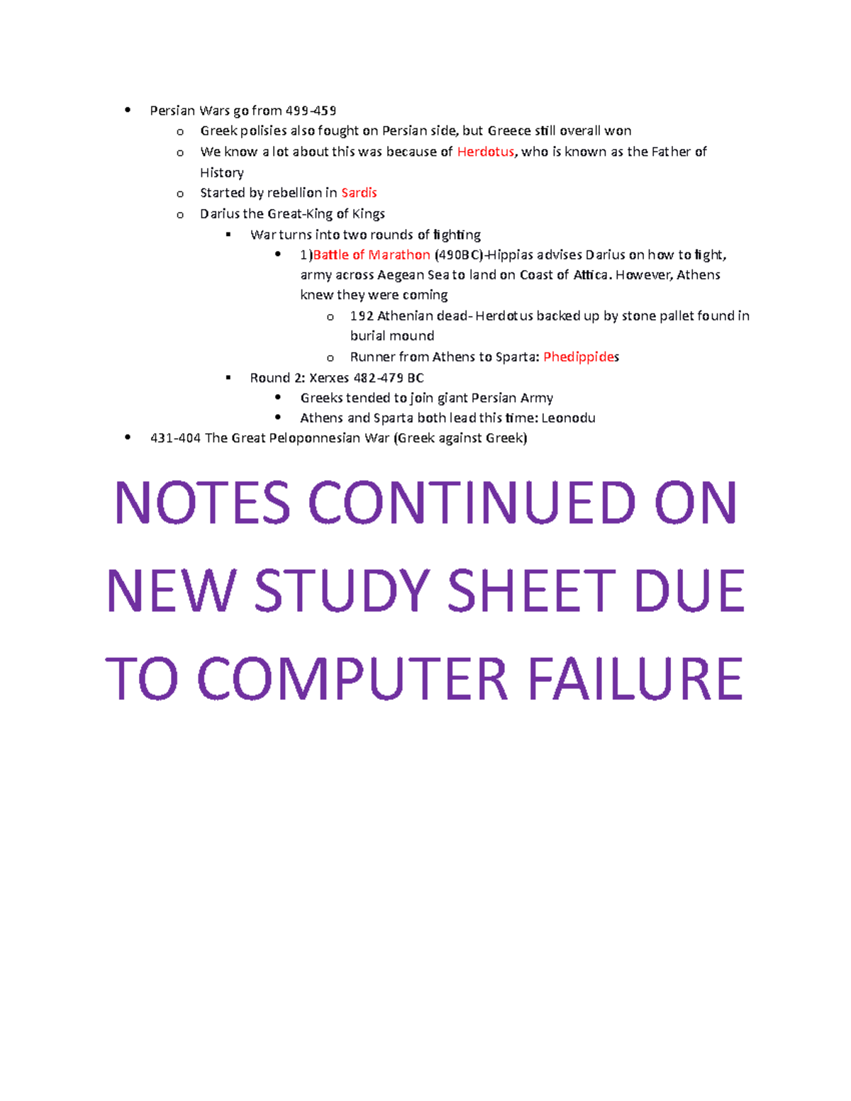 The Persian Wars and the Great Peloponnesian War - Persian Wars go from ...