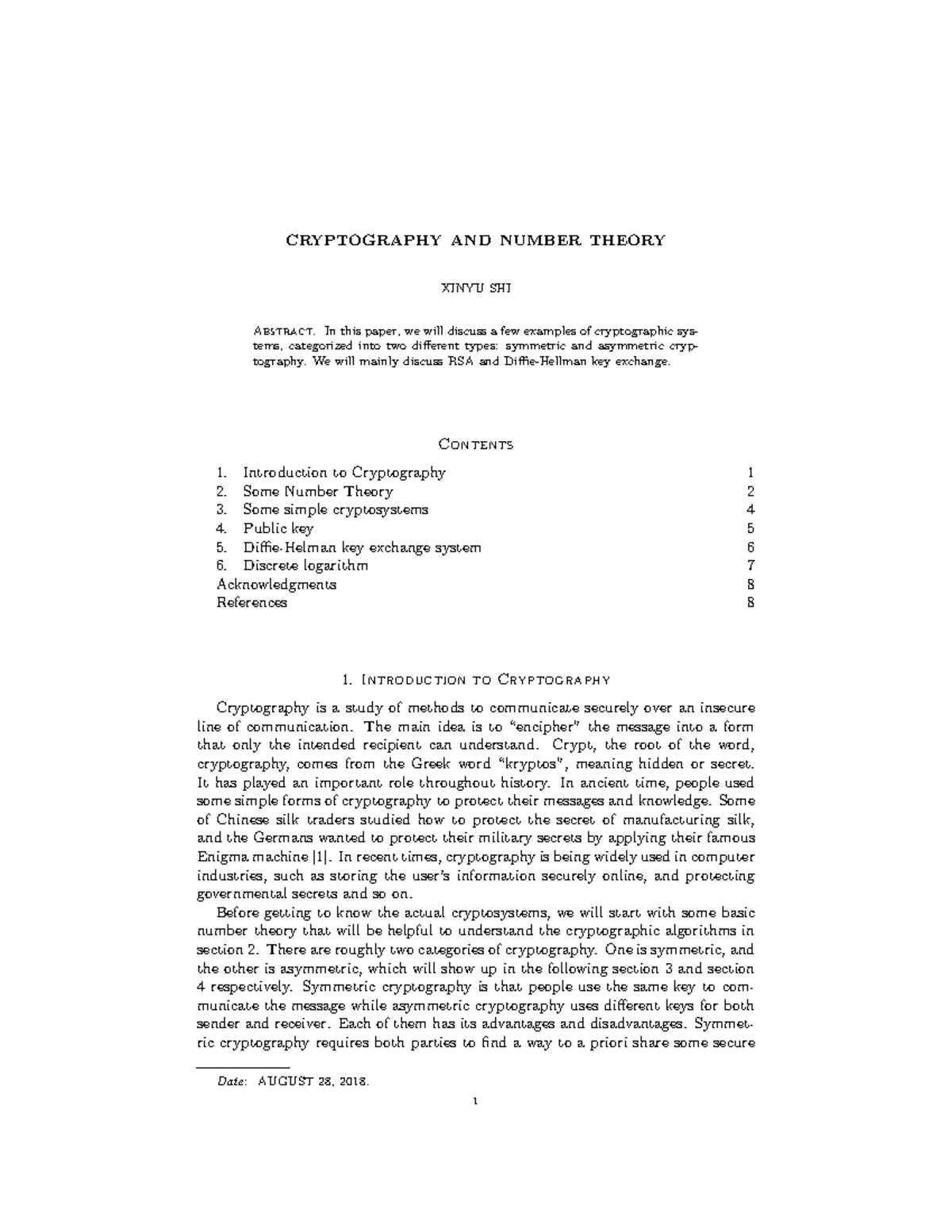 Shi,Xinyu - Internet materials - CRYPTOGRAPHY AND NUMBER THEORY XINYU ...