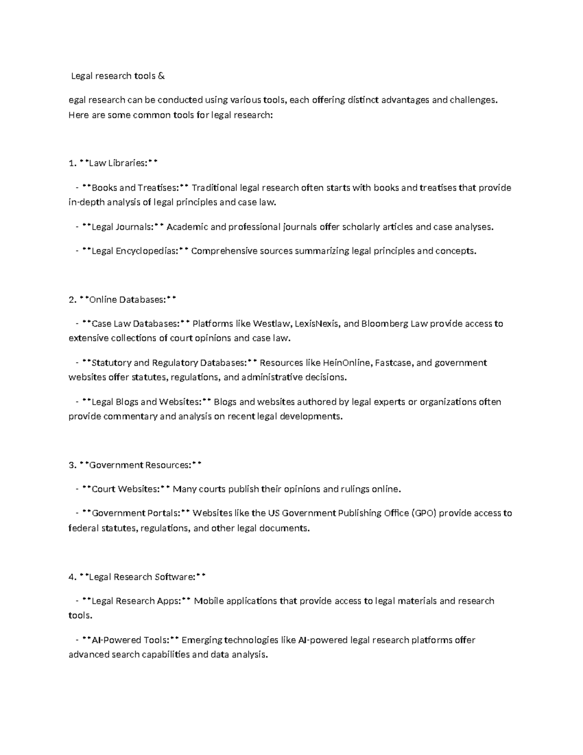 Legal research tools - Here are some common tools for legal research ...