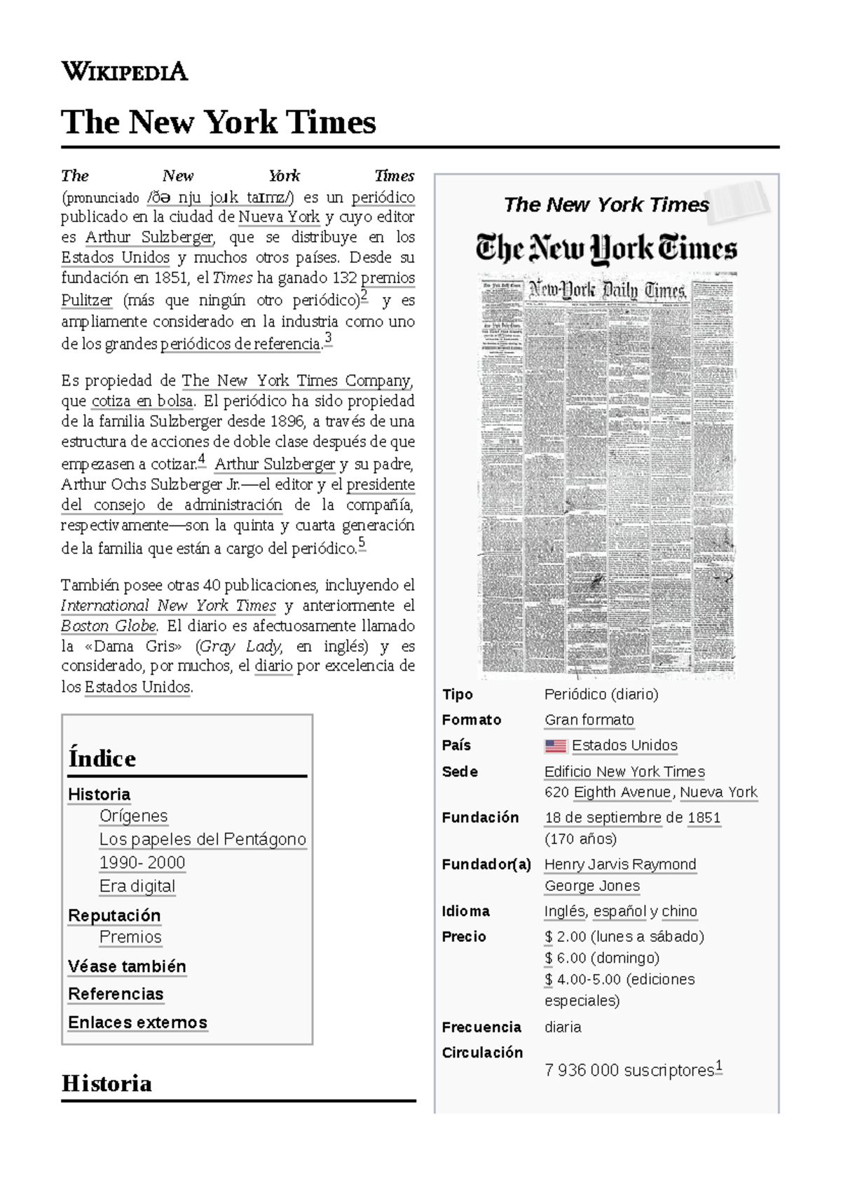 The New York Times - espñ - The New York Times Tipo Periódico (diario) Formato Gran formato País ...