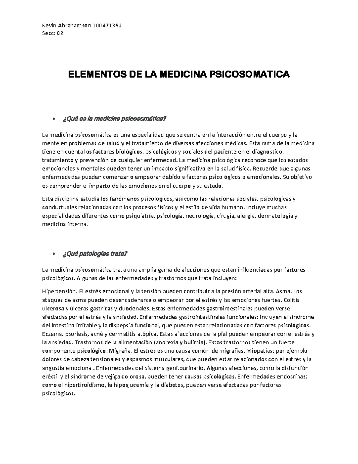 Elementos de la Medicina Psicosomatica - Kevin Abrahamson 100471392 ...