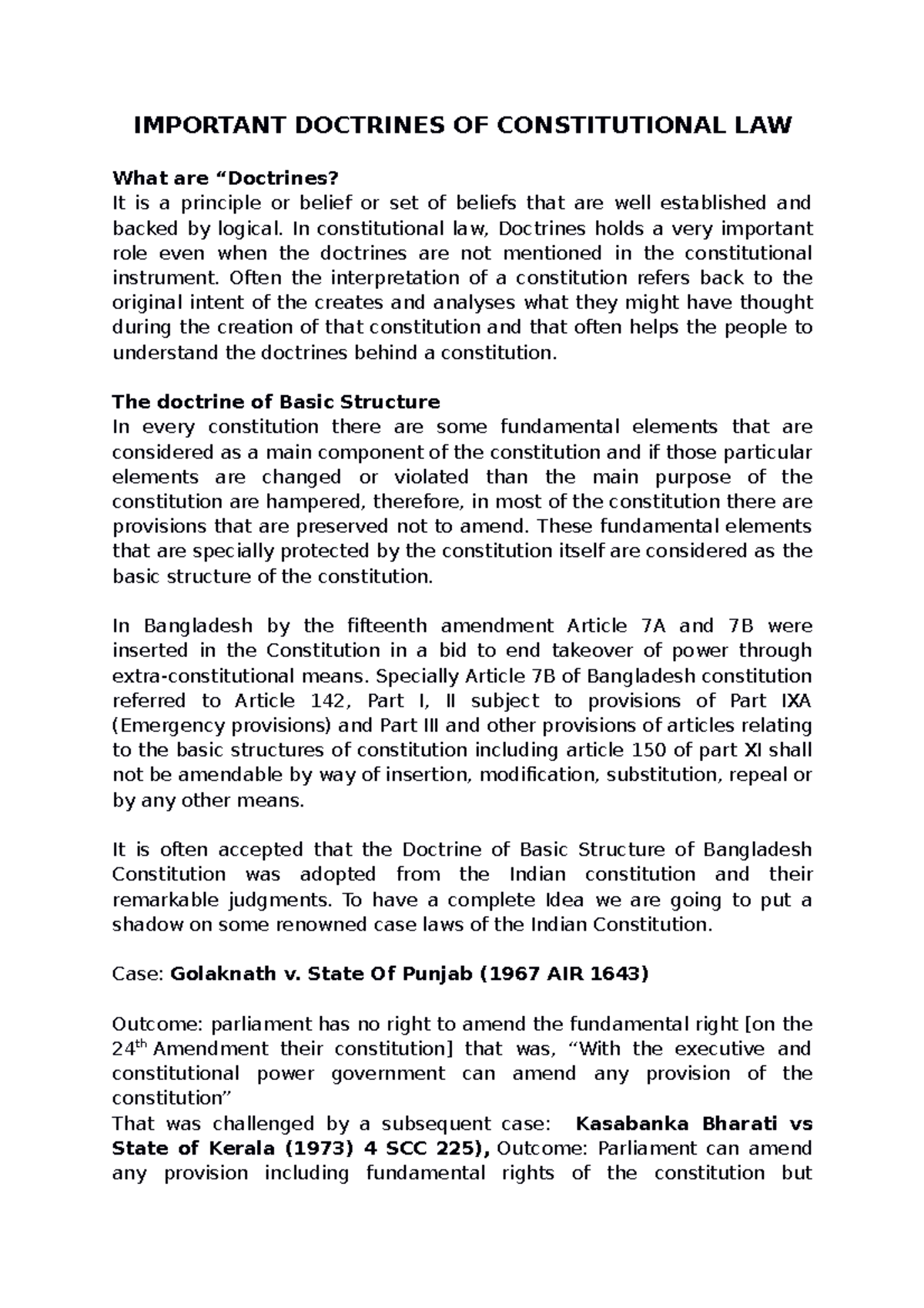 Important Doctrines of Constitutional Law - IMPORTANT DOCTRINES OF ...