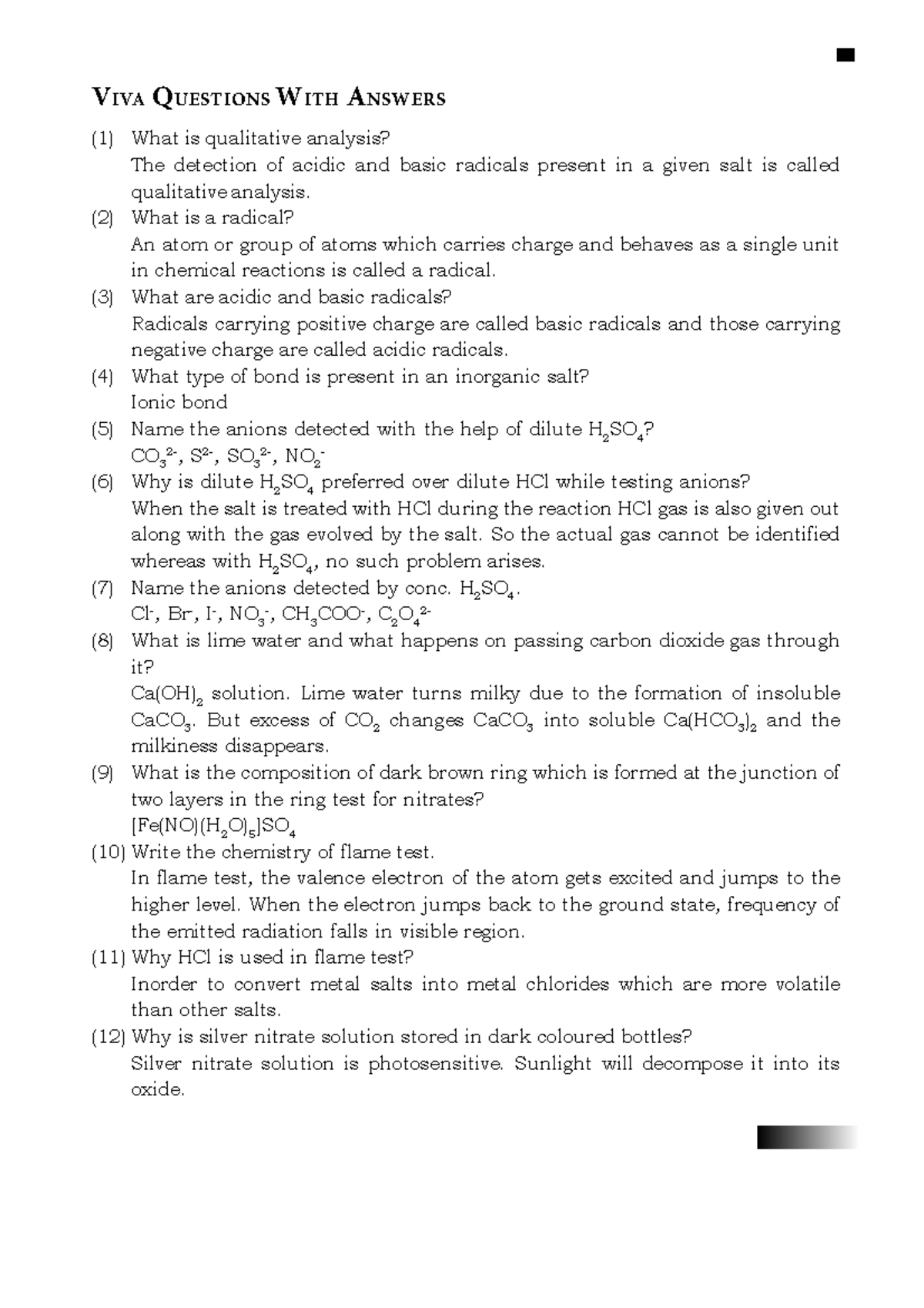 Chemistry - Viva Questions Answers - VIVA QUESTIONS WITH ANSWERS (1 ...