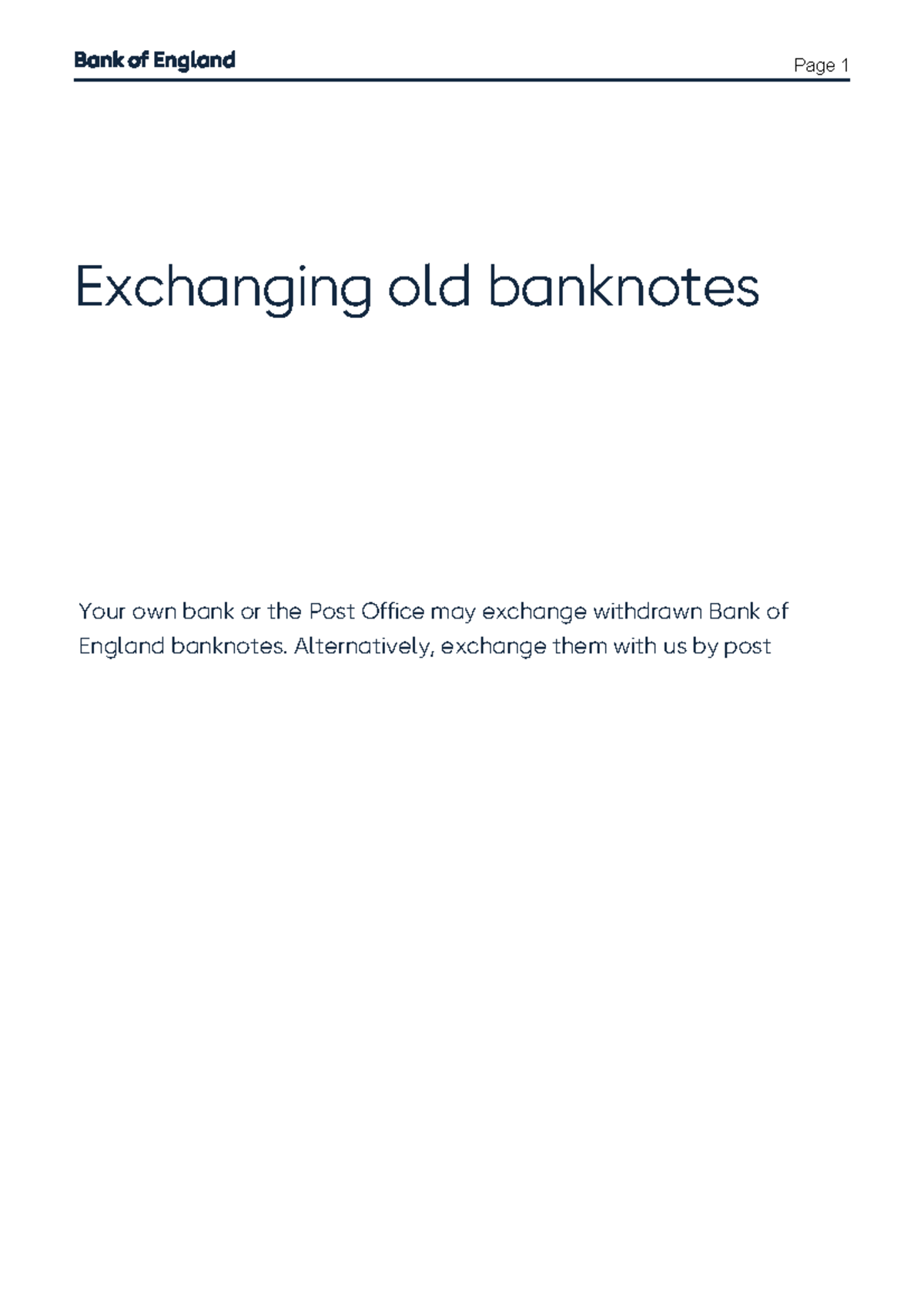 Exchanging old banknotes to new ones - Exchanging old banknotes Your ...