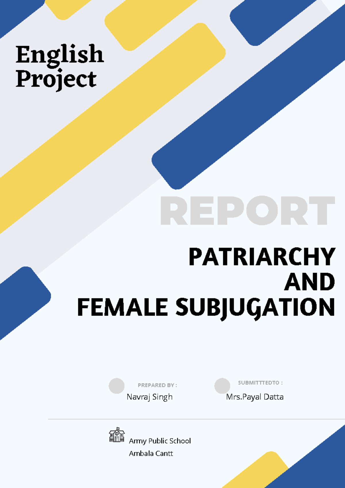12345678 - whtdrzfhm - REPORT PATRIARCHY AND FEMALE SUBJUGATION English ...