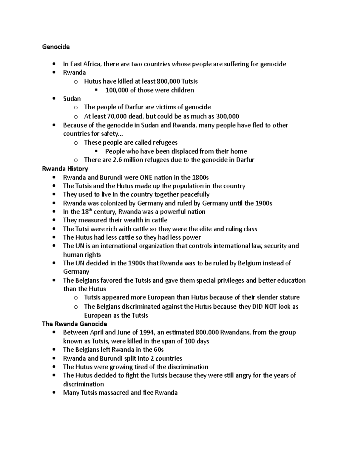Genocide in Rwanda - Lecture notes 4 - Genocide In East Africa, there ...