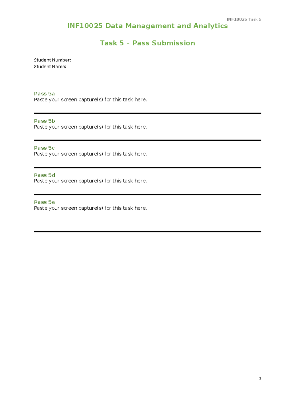 T05P - pass assignment - INF10025 - INF10025 Task 5 INF10025 Data Management and Analytics Task ...