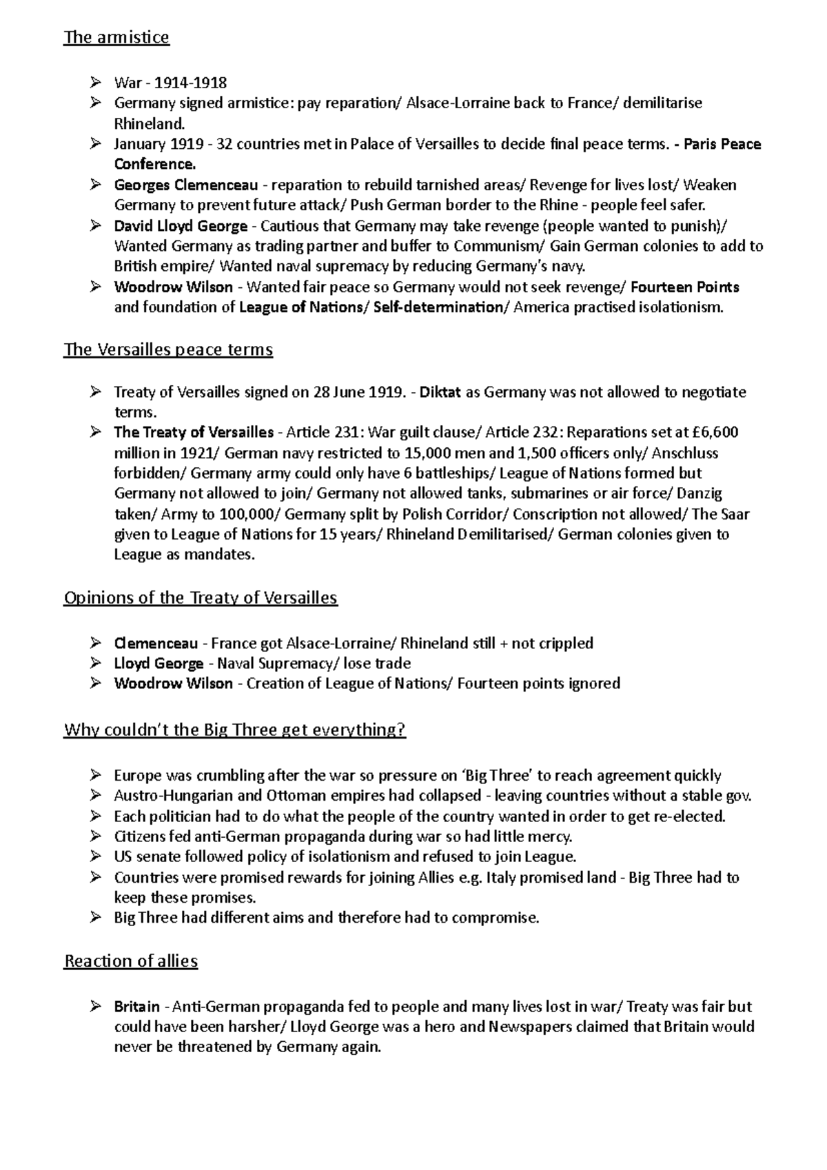 Conflict and Tension 1918-1939 Revnotes - The armistice War - 1914 ...