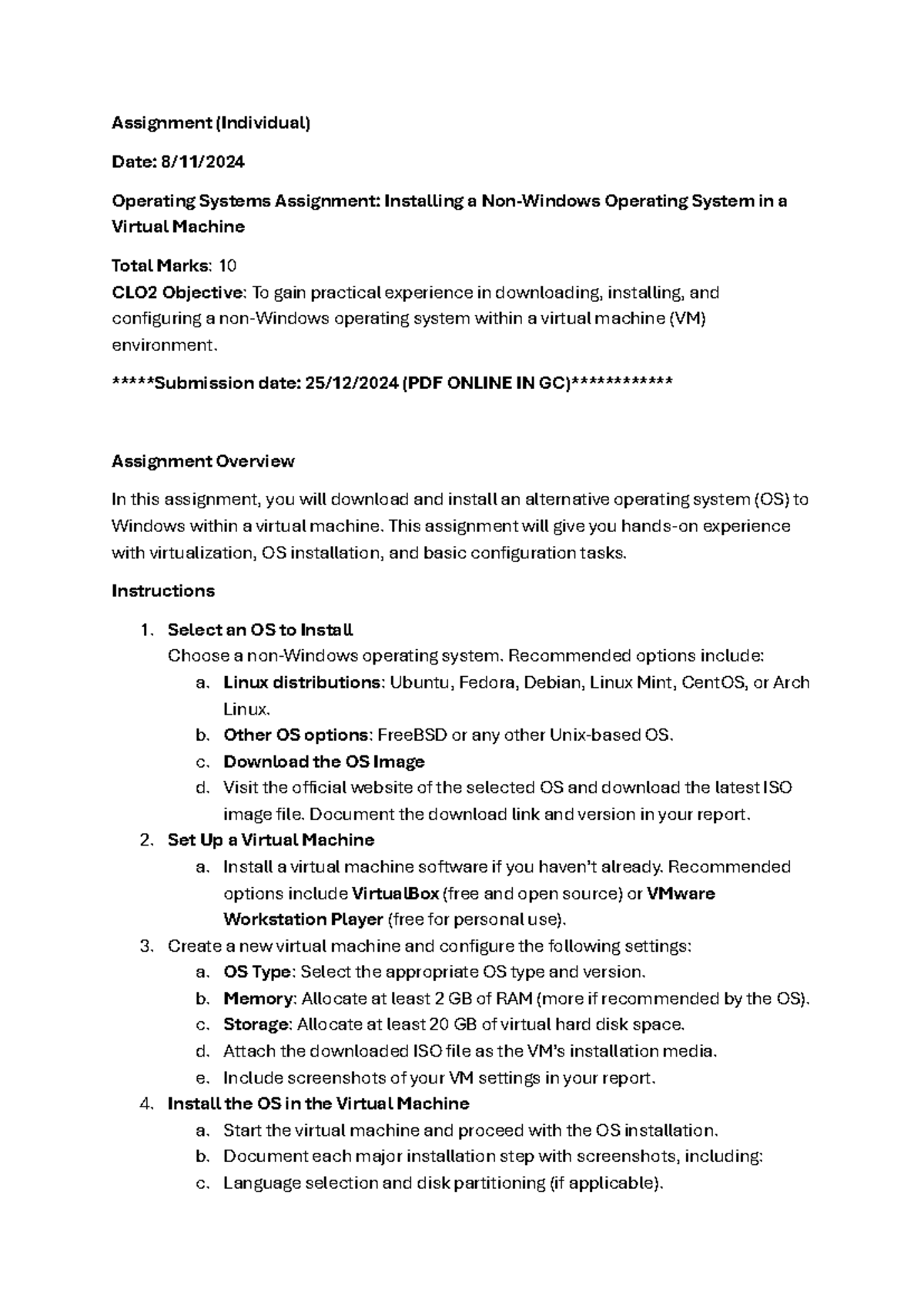 Assignment 1 - Submission date: 25/12/2024 (PDF ONLINE IN GC)******* Assignment Overview In this ...